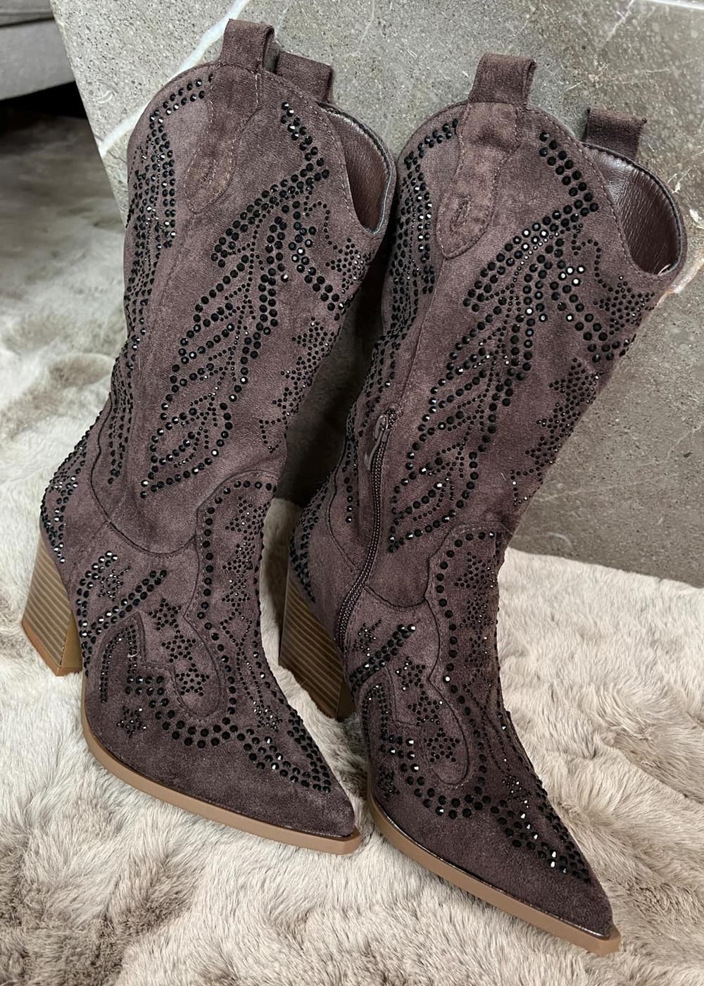 Long Stone Cowboy Boots 7615- Brown - Støvler - Filuca B