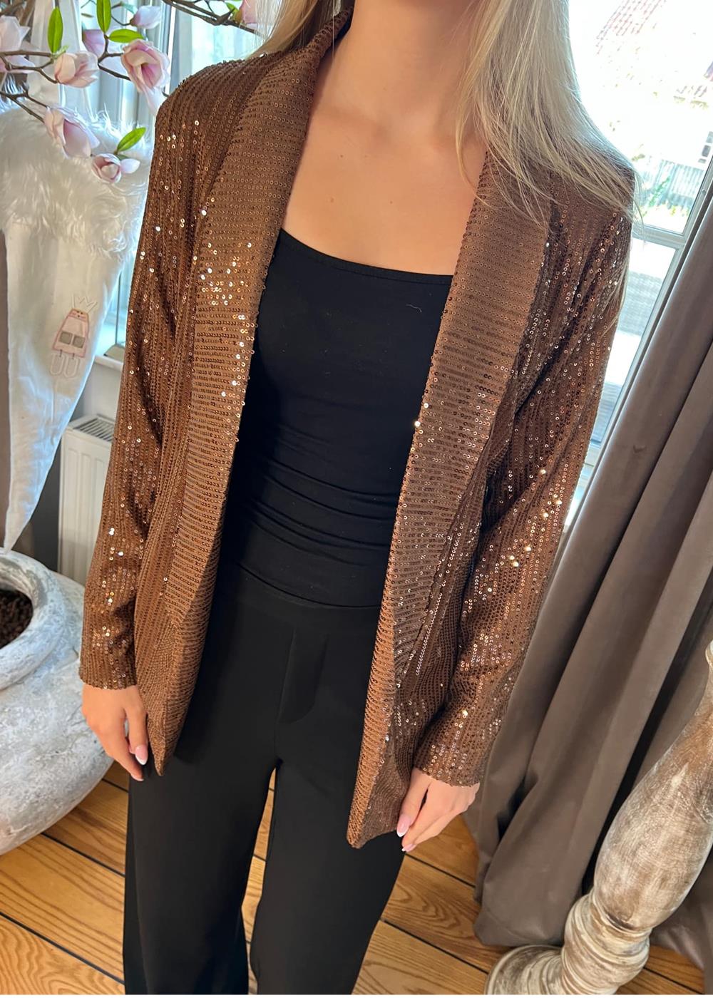 Sequin Shiny Blazer- Brown - Blazer jakker - Filuca B
